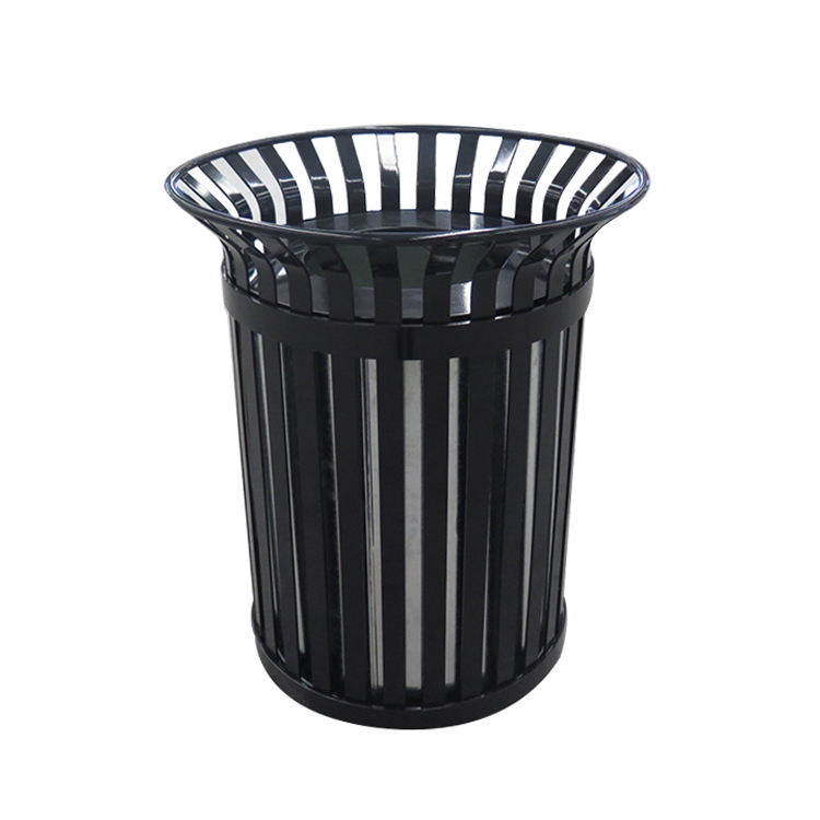 Wholesale Metal Black Heavy-Duty Slatted Steel Trash Can Receptacles ...