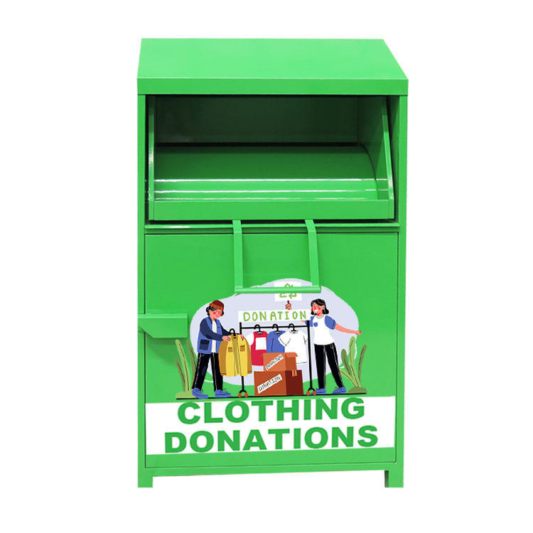 Wholesale Metal Clothes Donation Bins Green Steel Clothing Donation ...