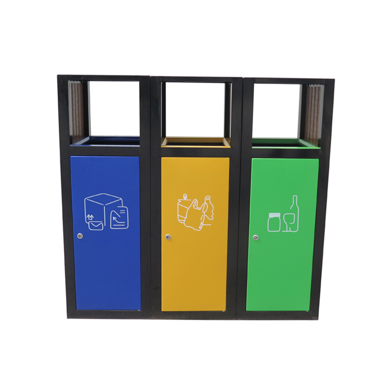 Wholesale Outdoor Metal 3 compartment Recycle Bin Factory Wholesale ...