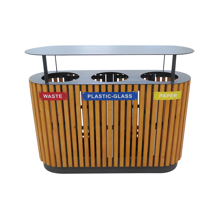 Wholesale Factory Custom Outdoor 3 Compartment Wooden and metal Park ...
